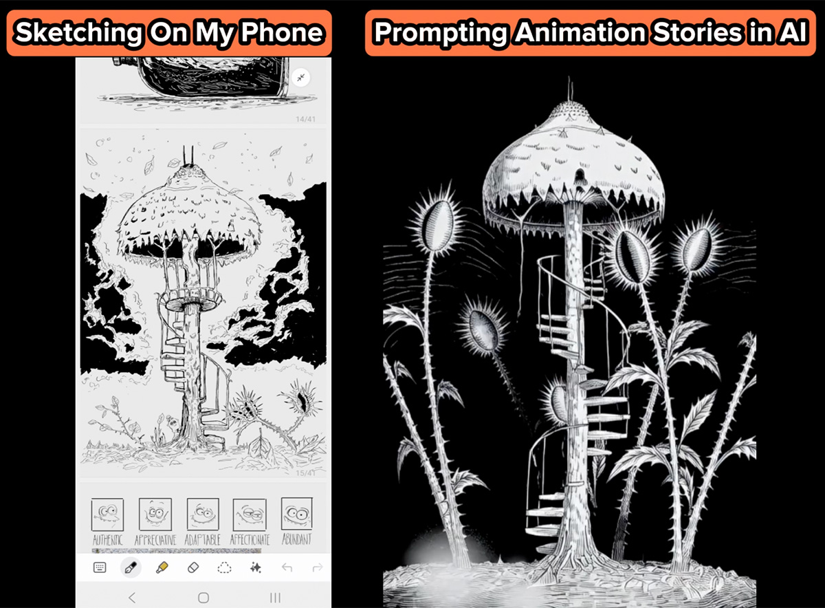 Creativity Reel: Animated Sketchbook Using AI – Cristina Teaching Art